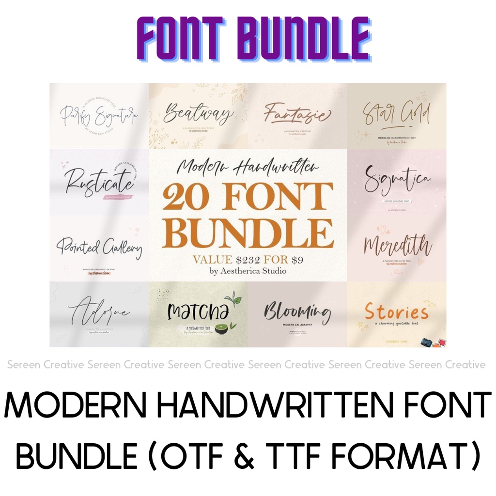 MF19 Modern Handwritten Font Bundle For Ipad, Procreate, Windows, Mac ...