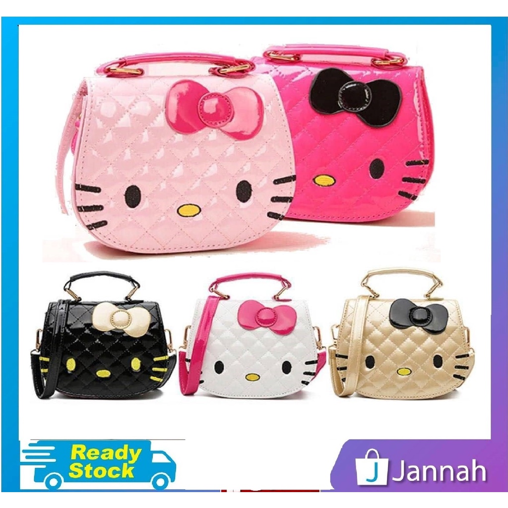 Jannah Kawaii Cute Pretty Bow Kitty PU Handbag Kid Girls Sling Bag 10Y4 ...