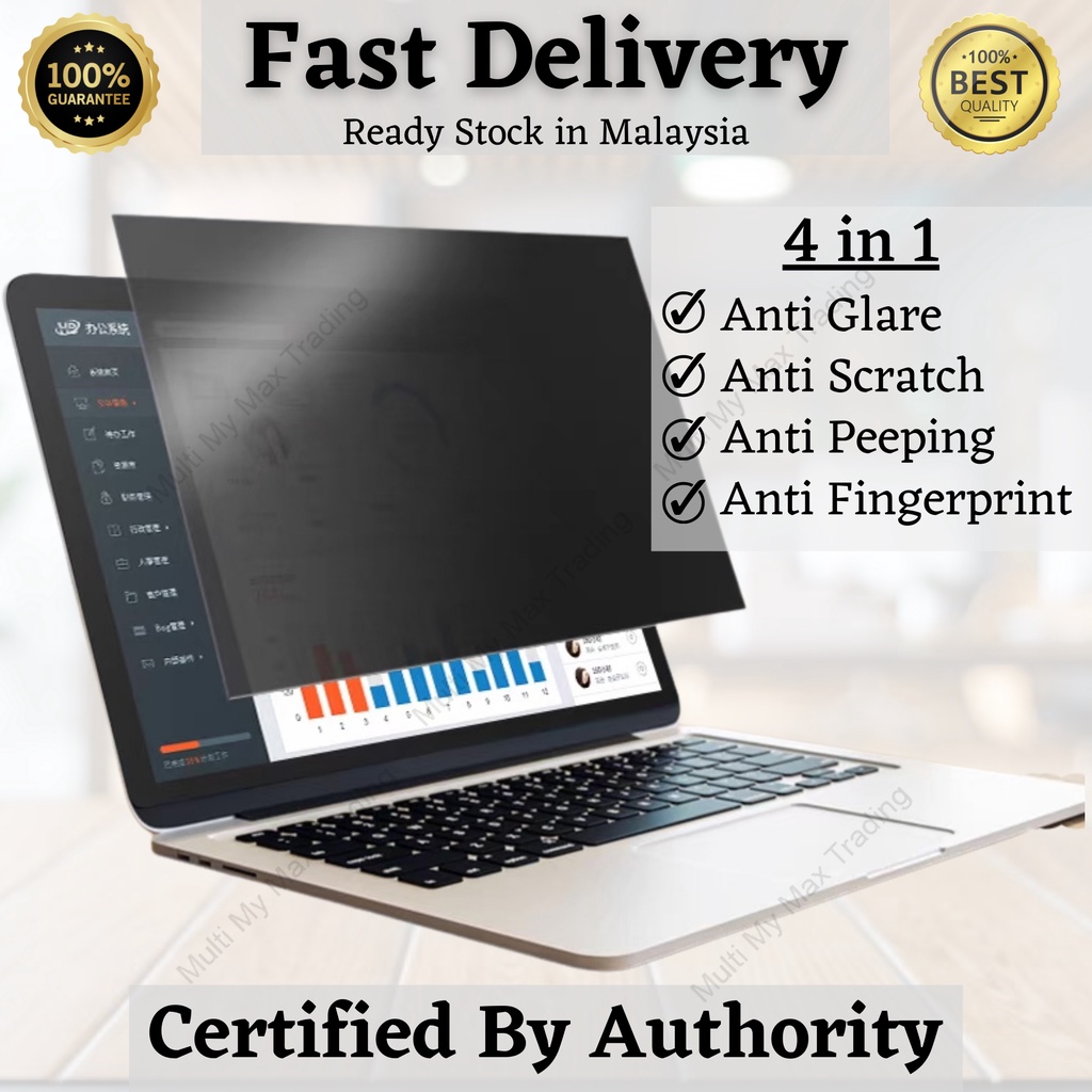 Privacy Laptop Screen Protector Anti Spy Anti Glare Anti Fingerprint ...