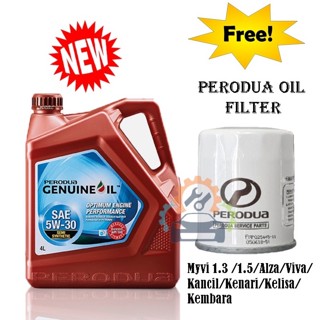 PERODUA 5W30 5w-30 Semi Synthetic Engine Oil 4L + Perodua Oil Filter ...