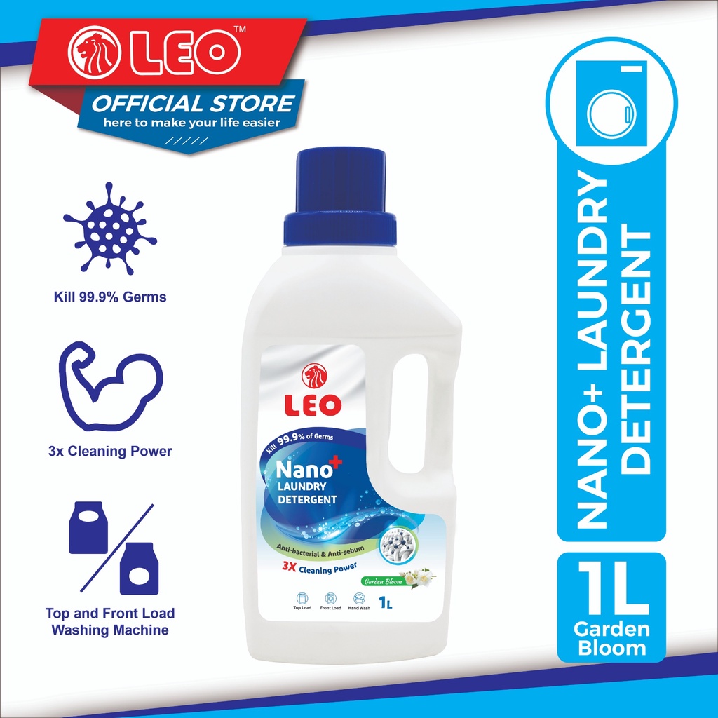 Leo Nanoplus Antibacterial Laundry Liquid Detergent 1L Garden Bloom /Sabun Pencuci Pakaian ...