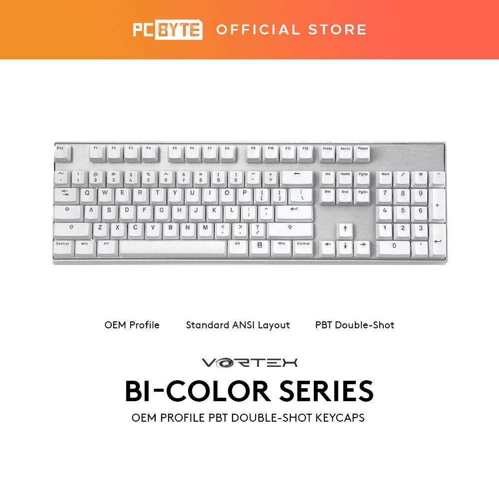 Vortex Bi-Color Series PBT Double-Shot Keycaps - (Orange 104 Keys/Red ...