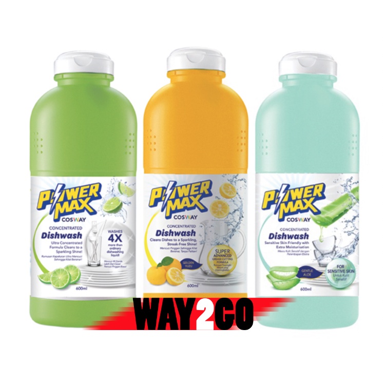 PowerMax Dish Drops 600ml / Powermax Concentrated Dishwash- Sensitive Skin / Golden Yuzu Cosway ...