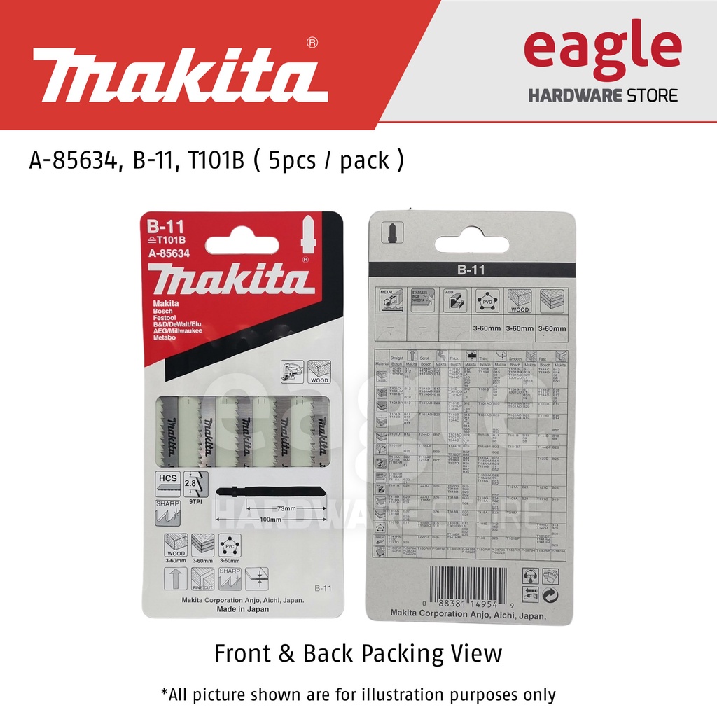 Makita B-11, T101B Jigsaw Blade, Wood, Plastic ( B-01270, A-85634 ...