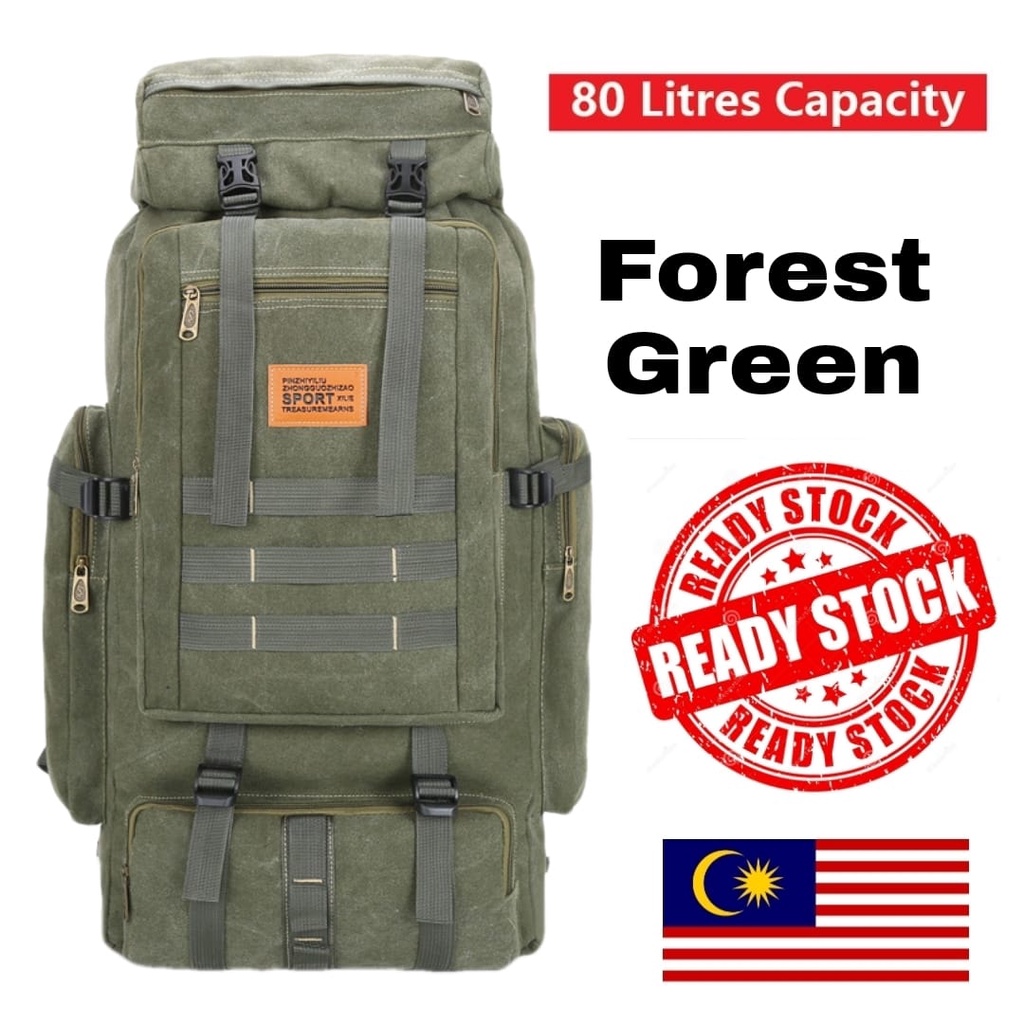 80L Large Capacity Backpack Beg Hiking Bag Military Daki Gunung Camping ...