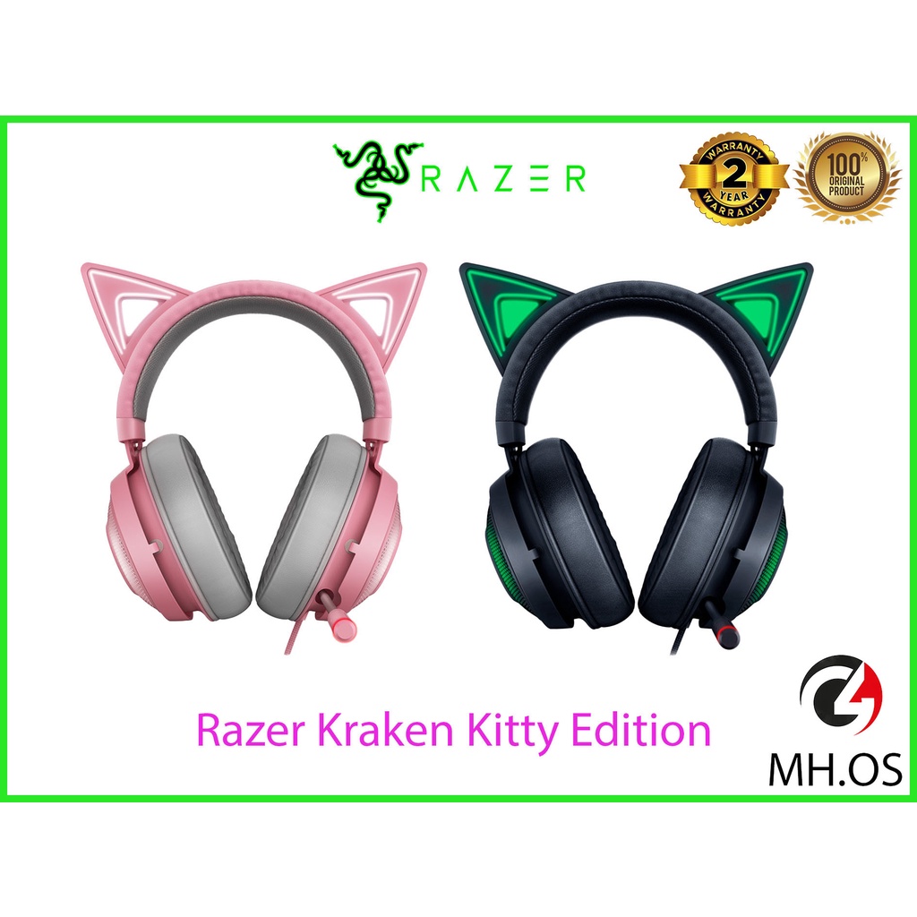 Razer Kraken Kitty Edition Gaming Headset RGB Cat Ear Gaming Headphone ...