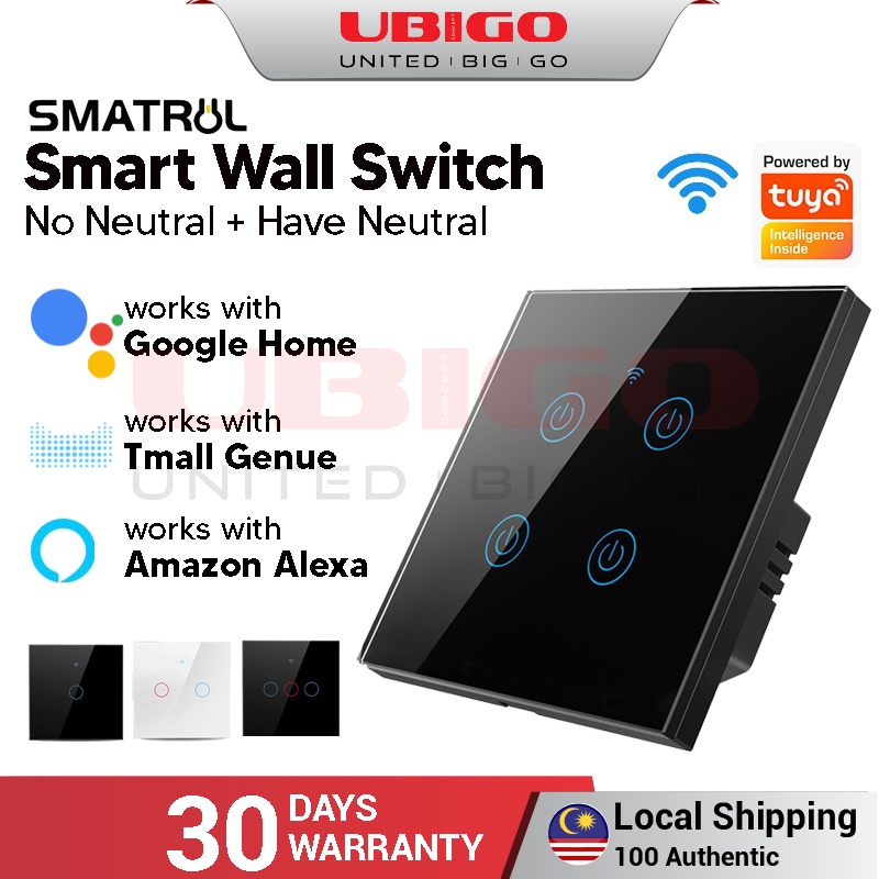 UBIGO SmatrulTuya WiFi Smart Wall Switch Support Google Home Amazon ...