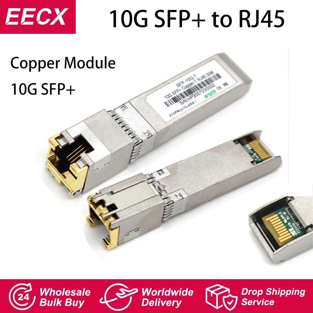 10G SFP+ RJ45 Copper Module 10GBase-T SFP+ Copper RJ45 30m 10000M SFP Transceiver Compatible For ...