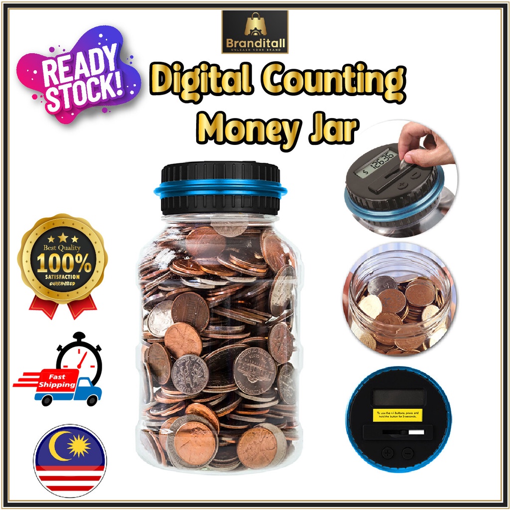 TABUNG DIGITAL MONEY JAR Coin Bank malaysia syiling Clear Digital Piggy ...