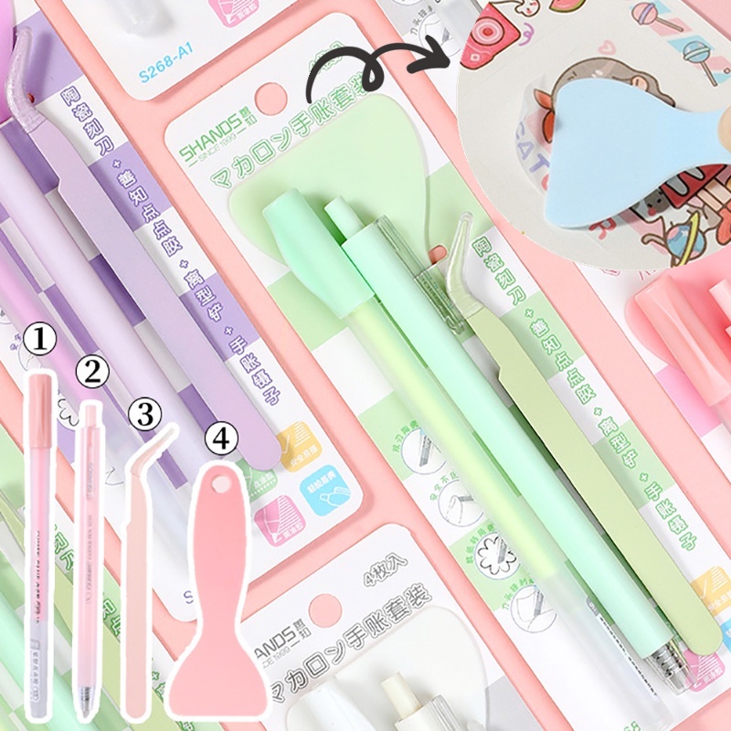 4pcs Hand Account Sticker Tool Set Graver Dot Glue Pen Tweezers Shovel ...