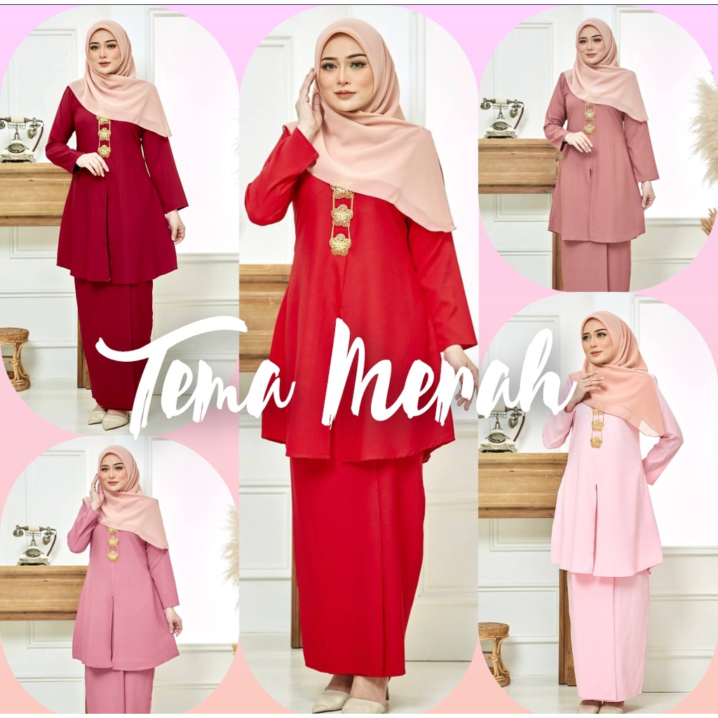 Kurung FILLEA TEMA MERAH CILI MAROON BABY PINK ROSE GOLD DUSTY PINK ...