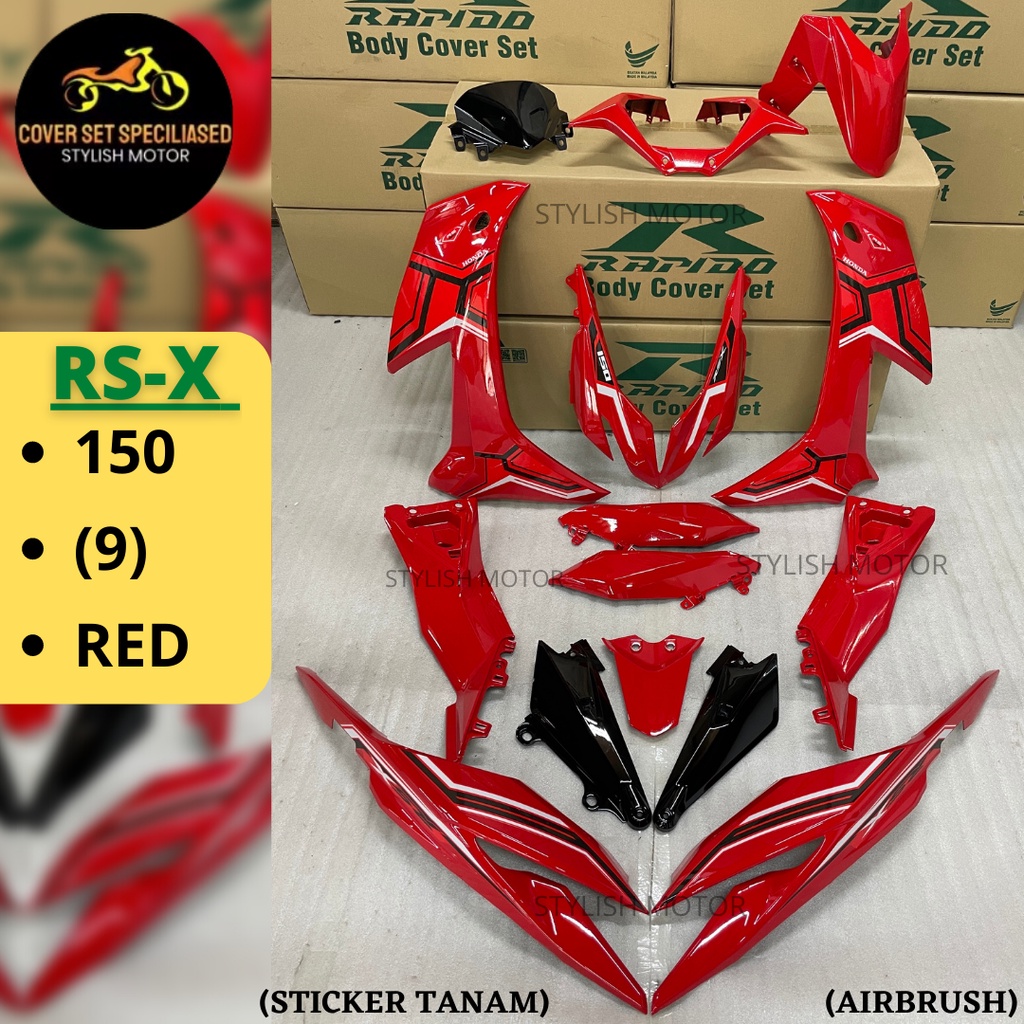 (STICKER TANAM/AIRBRUSH) RAPIDO COVER SET HONDA RSX RS-X 150 (9) RED ...