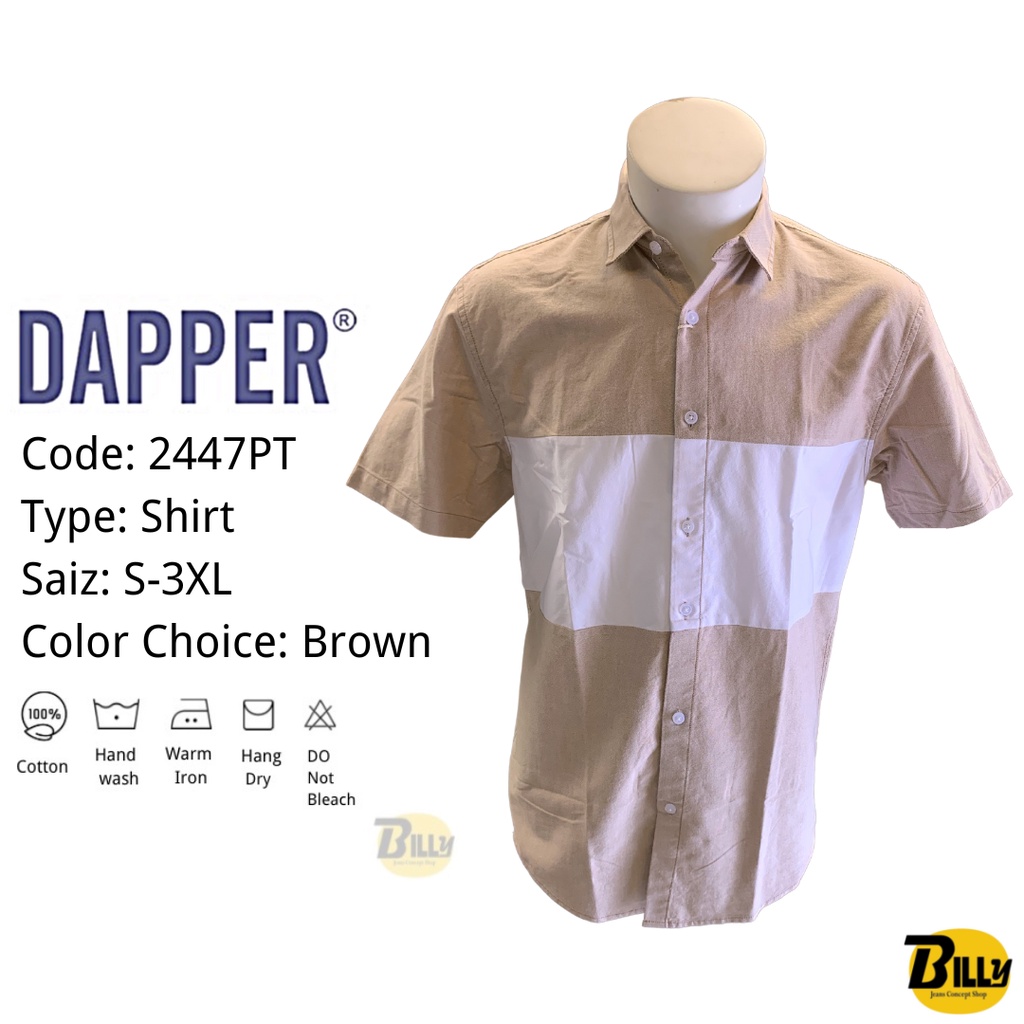 DAPPER Brand Men’s Slim Fit Short Sleeve Casual Shirt ( 2447PT ) | Shopee Malaysia
