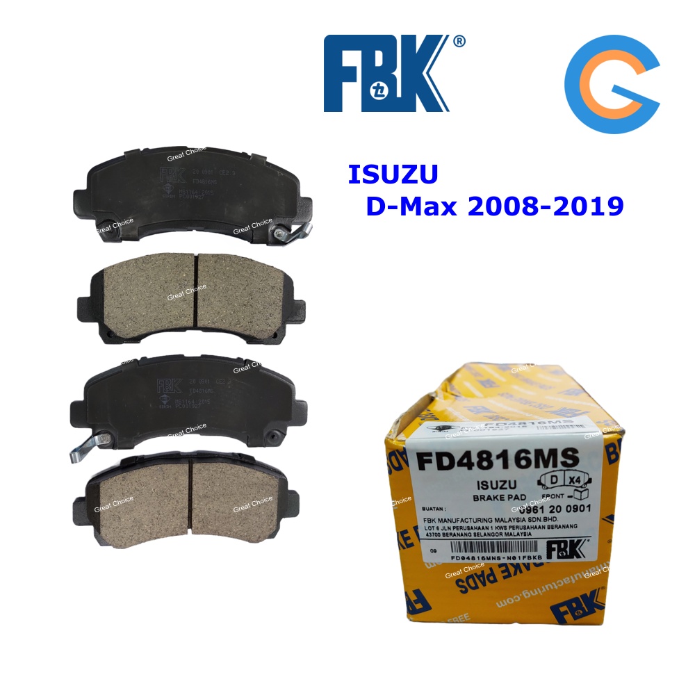 FBK ISUZU D-Max 2008-2019 Front (Depan) Disc Brake Pad FD4816MS ...