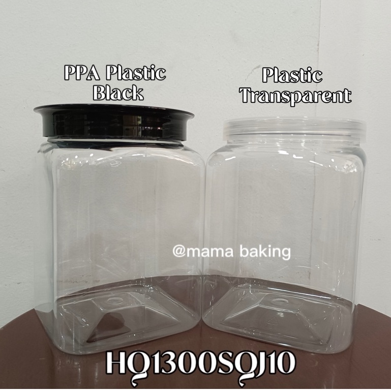 Plastic Square Jar and Cap Plastic Transparent/PPA Plastic Black/PPA ...