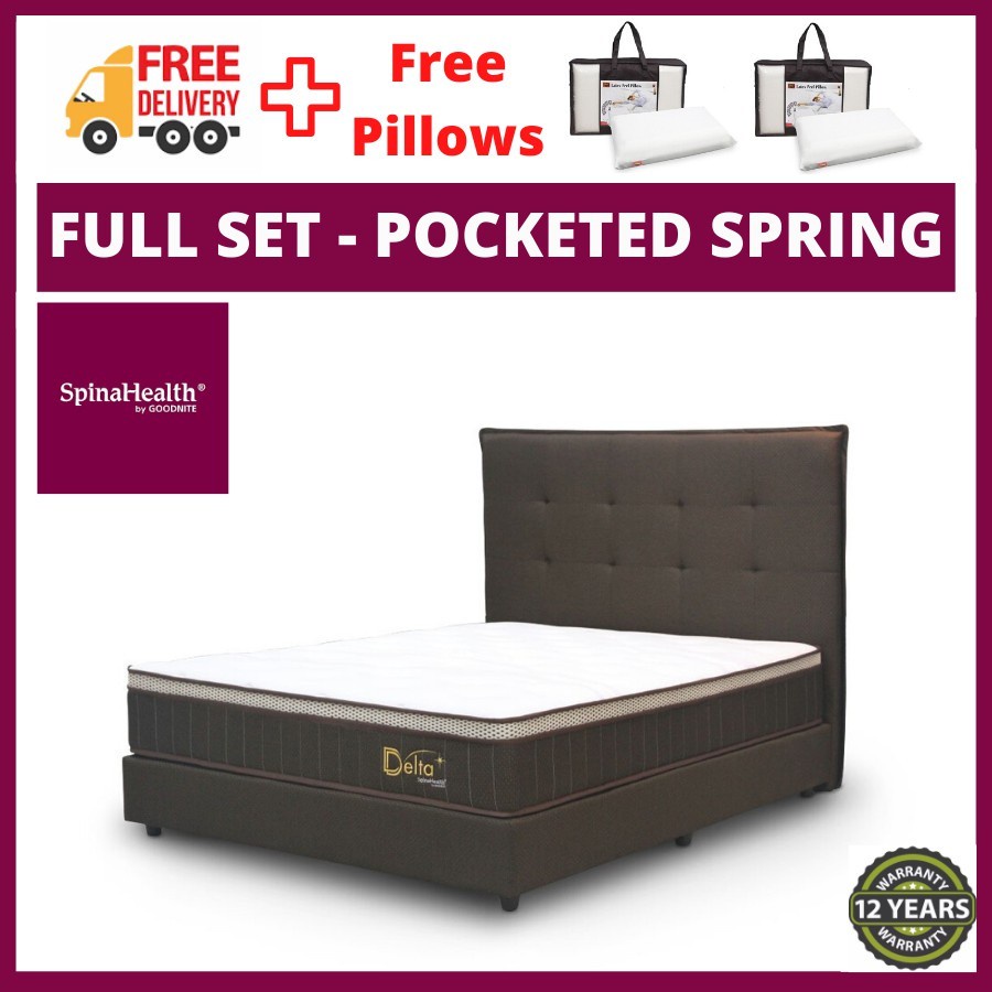 FULL SET- DELTA POCKETED SPRING DELTA MATTRESS + BED FRAME | Shopee ...