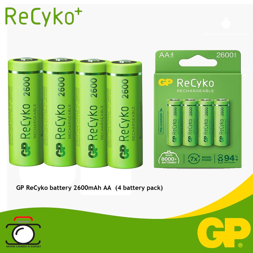 GP ReCyko battery 2600mAh AA (4 battery pack) | Shopee Malaysia