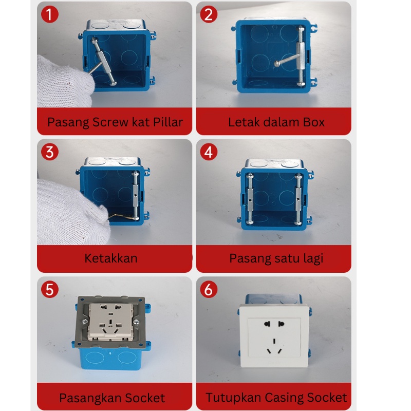 AWM 10PCS 86 Type Switch Box Socket Cassette Screws Support Rod Wall ...