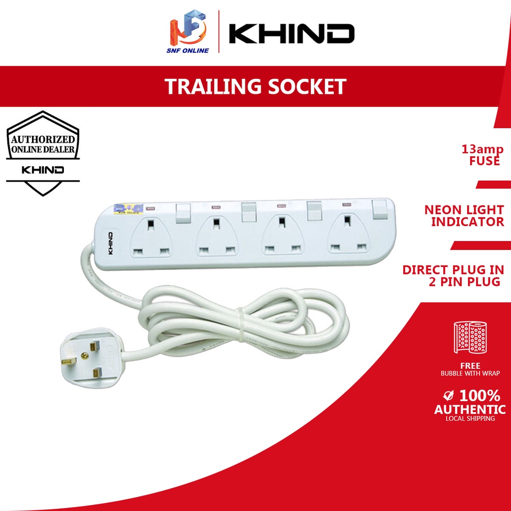 Khind Trailing Socket Ln8134w Shopee Malaysia