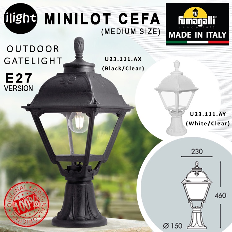 FUMAGALLI MINILOT CEFA (M Size) E27 U23.111 | Black White Gate /Pillar ...