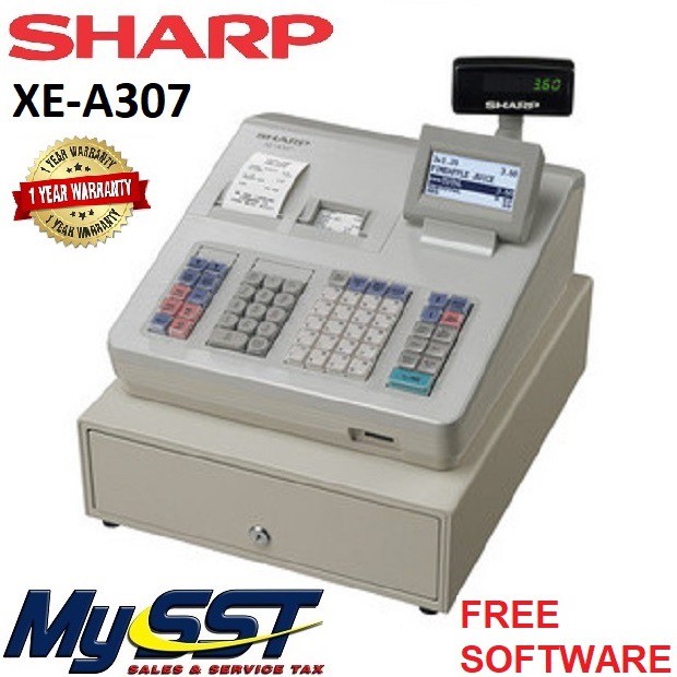 Sharp XE-A307 Electronic Cash Register SST Ready XEA307 XEA307 White Mesin Cashier Machine Cash ...
