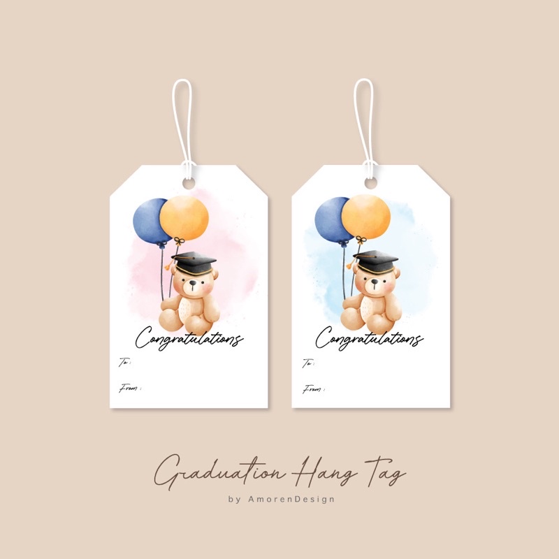 Happy Graduation Hang Tag Congratulations Gift Tag Teddy Bear | Shopee ...