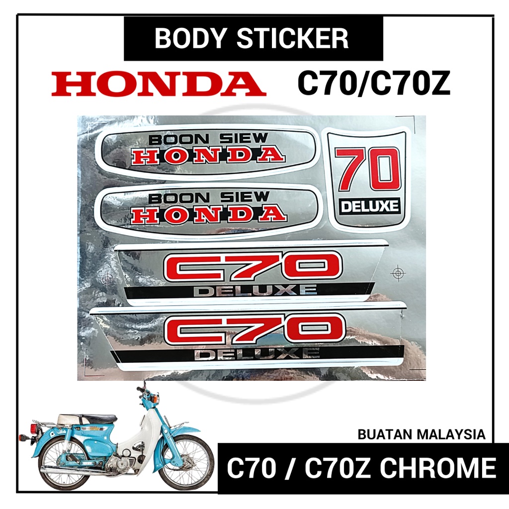 BODY STICKER HONDA C70 / C70Z Z COLOUR CHROME SILVER STIKER MOTOR SET ...