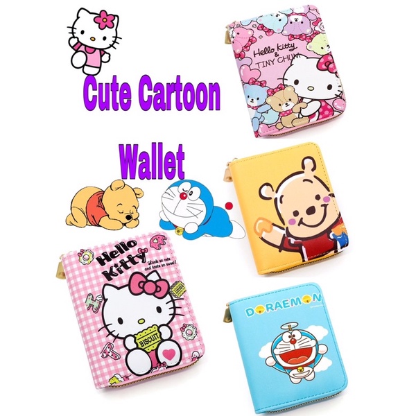 (Ready Stock) Doraemon Hello Kitty Pooh mini Wallet coin purses ...