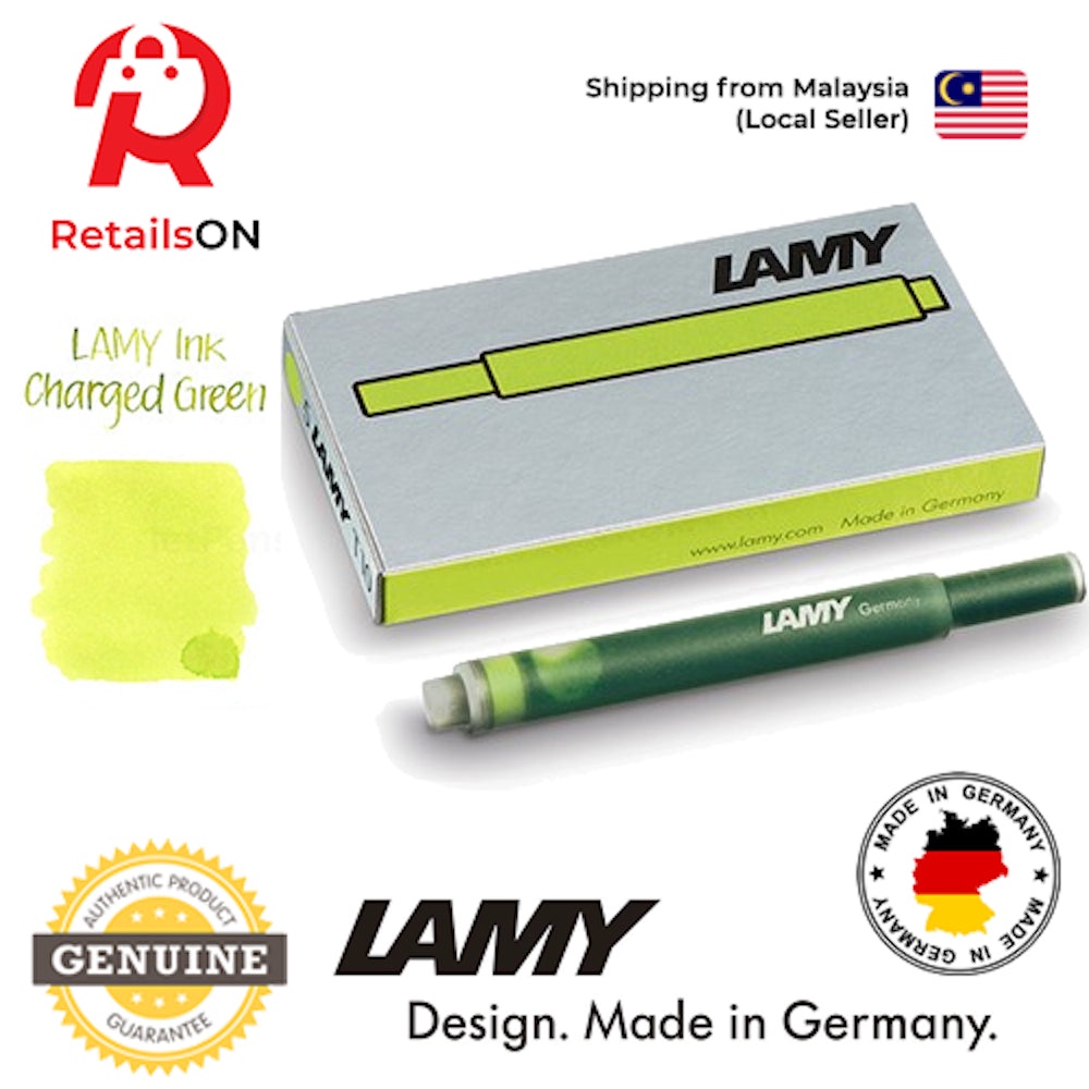 LAMY T10 Fountain Pen Ink Cartridge - Charged Green / Fountain Pen Refill [1 Pack of 5 ...