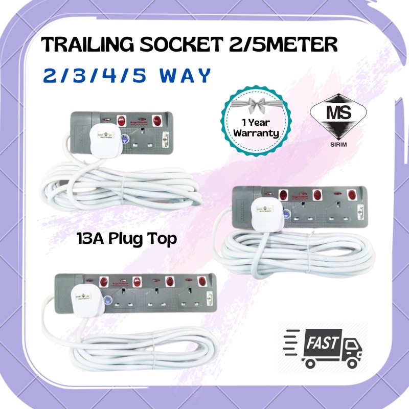READY STOCK Sirim Extension Wire / Trailing Socket With Neon Indicator ...