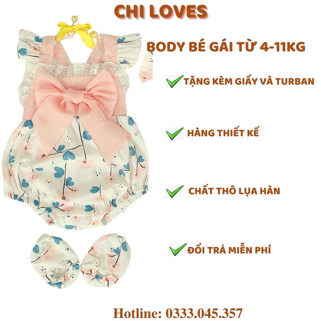 Bodysuit for newborn baby girl CHI LOVES. dress for baby girl with floral design and pink bow ...