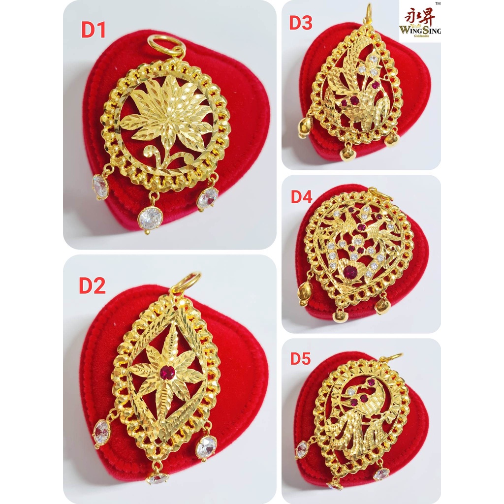LIMITED! Wing Sing 916 Gold Exclusive Hanging Stone Style Pendant ...