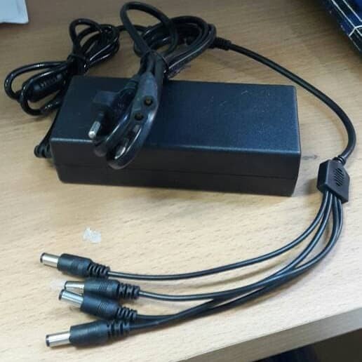 Power Supply 12V 5A ADAPTER + 4 BRANCH SQUID CABLE FOR CCTV CAMERA ...