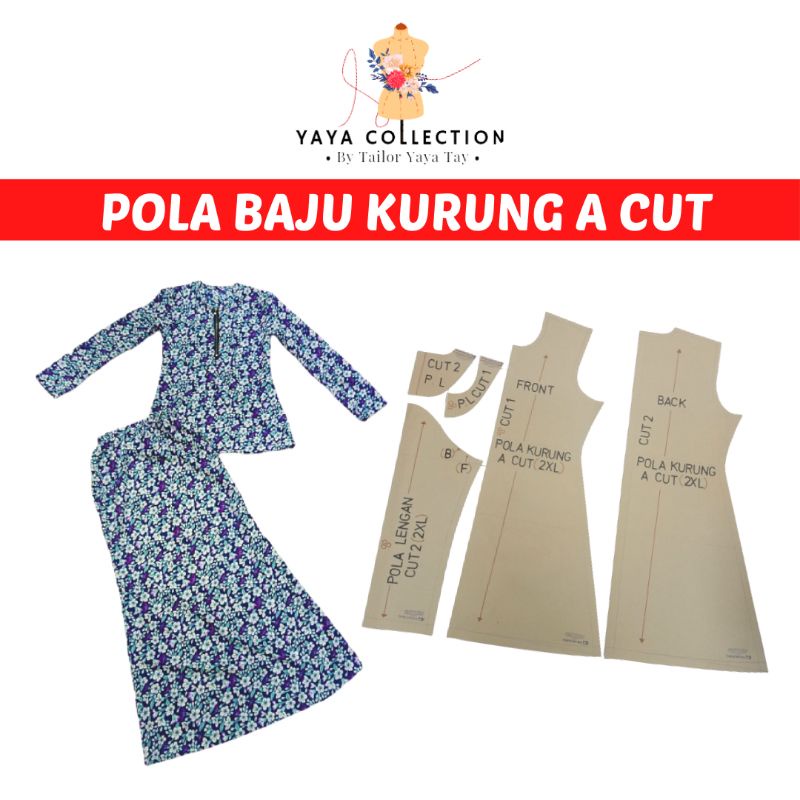 SET POLA KURUNG A CUT & KAIN A CUT - DEWASA 🔥 | Shopee Malaysia
