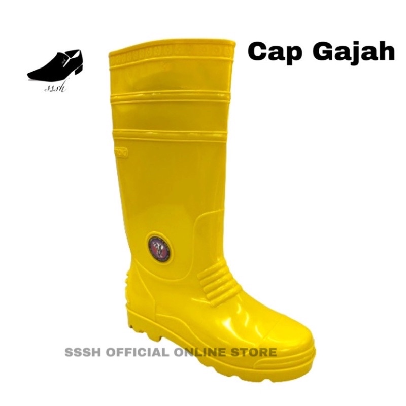 💯Original Yellow Rubber Boot 15 inch / Kasut Boot Getah tapak kuning ...