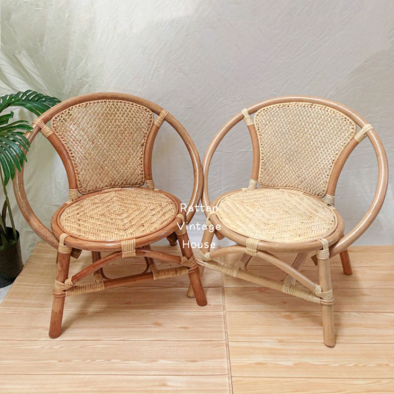 (Rattanvintage)🔥 LOW / SHORT Rattan Chair | Rattan chair with backrest ...