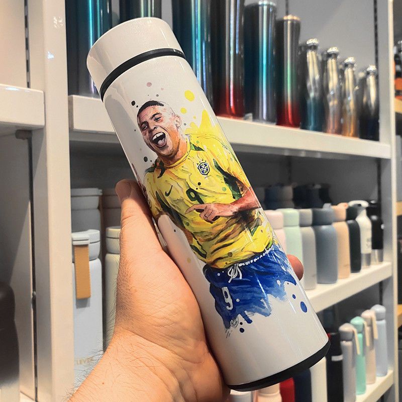 2022 World Cup Football Star Thermos Cup Messi Cristiano Ronaldo Fan ...