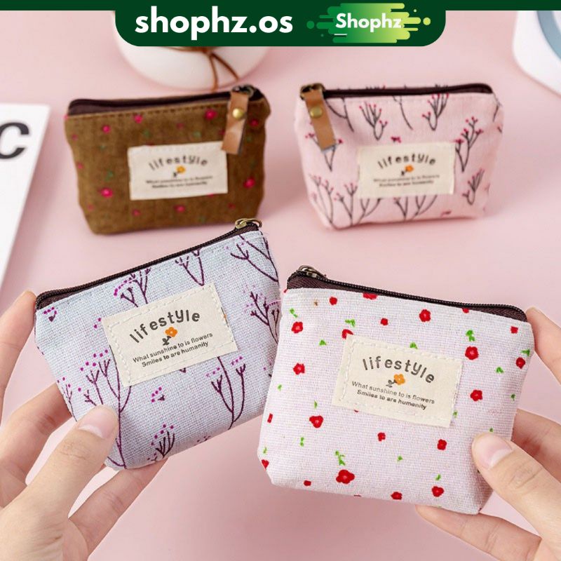 Mini Coin Purse Women Zip Wallet Cosmetic Accessories Flower Pouch Bag ...