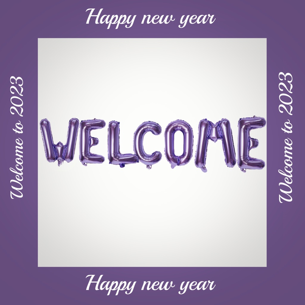 16 inch Violet “ WELCOME ” letters NEW YEAR party decoration aluminum ...