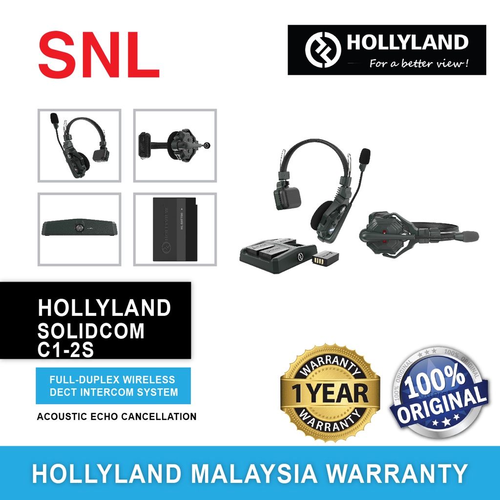 Hollyland Solidcom C1-2S Full-Duplex Wireless DECT Intercom System with ...