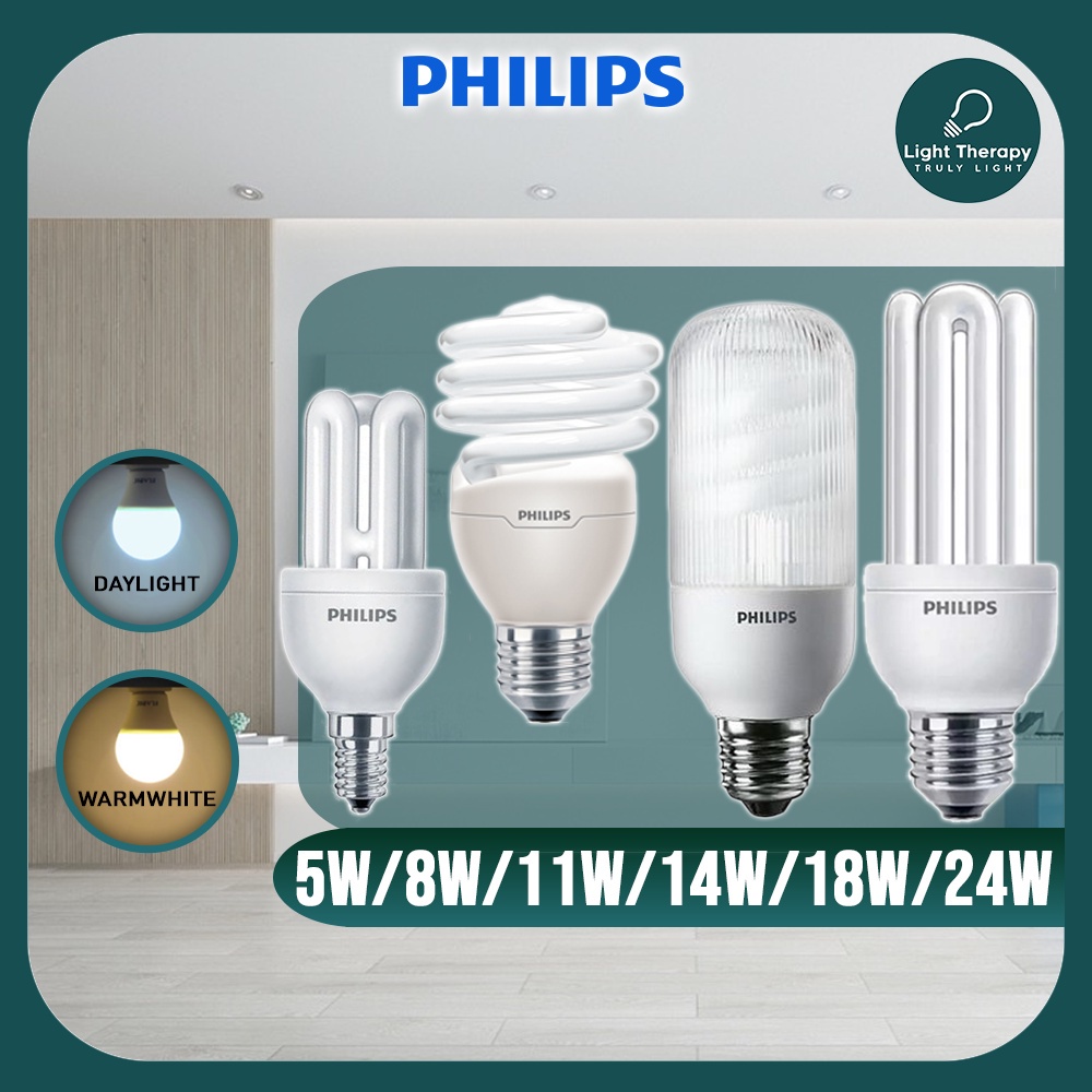 Philips 5w/8w/11w/18w E27 Energy Saving Spiral Tornado Genie Bulb Mentol Jimat Tenaga Lampu ...