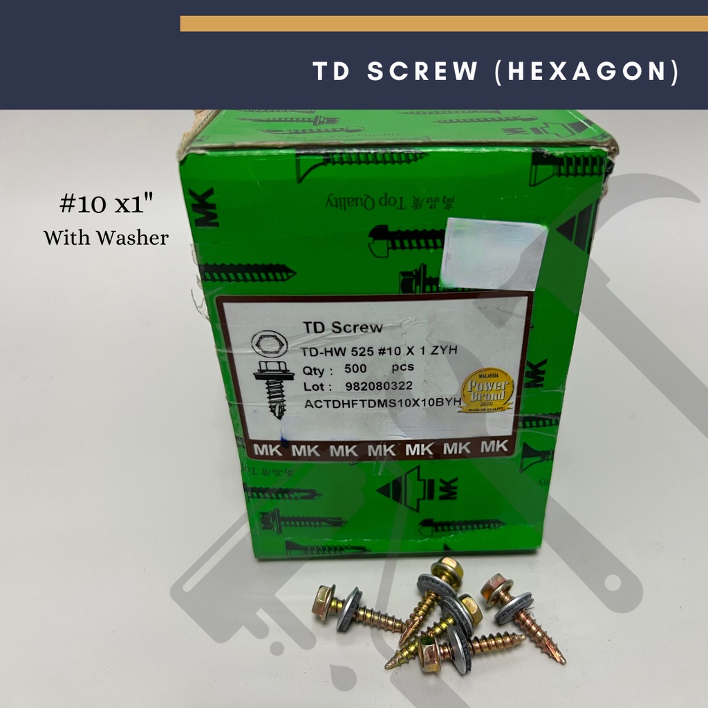 [10pcs] Hexagon MK TD Srew With Washer | Self drilling screw | Screw ...