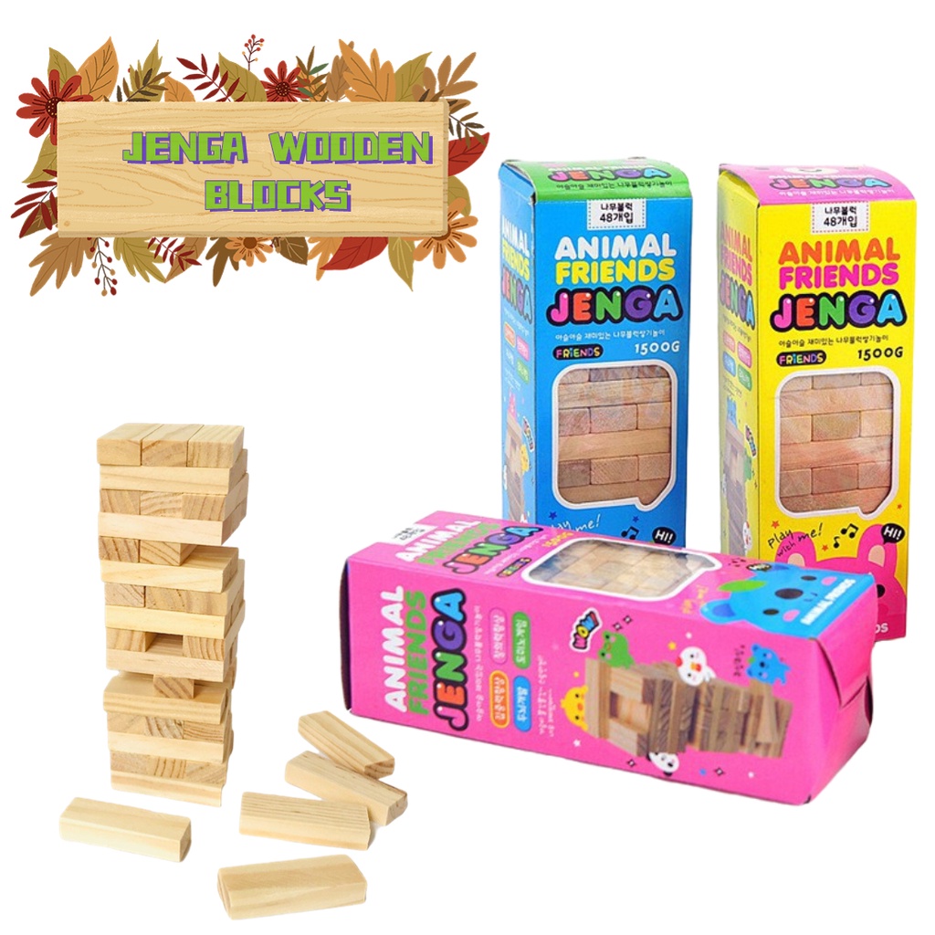 (ESA)MINI JENGA WOODEN Blocks STACKO 48PCS (15CM) | Shopee Malaysia