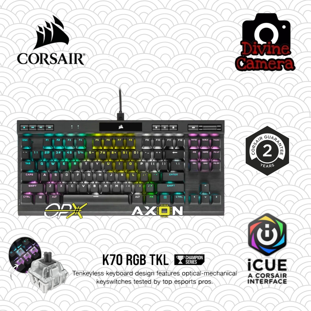 Corsair K70 RGB TKL CHAMPION SERIES Optical-Mechanical Gaming Keyboard ...