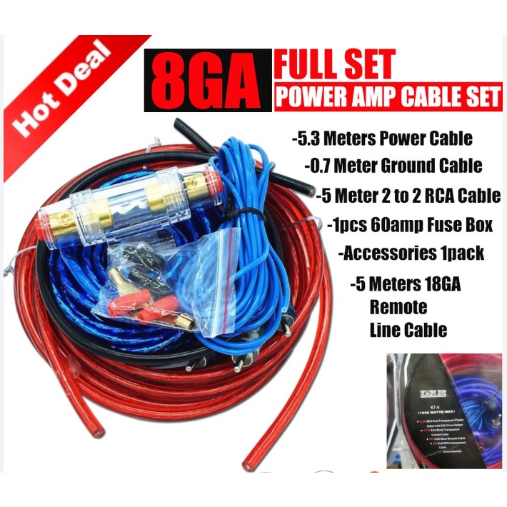 8GA / 6GA / 10GA Car Audio Amplifier Wiring Set Subwoofer Amplifier Installation Kit Power Kit ...