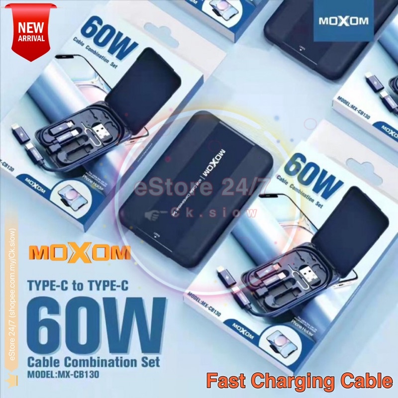 Moxom MX-CB130 60W PD 25W Fast Charge Charging Type C Micro USB Sim Pin ...