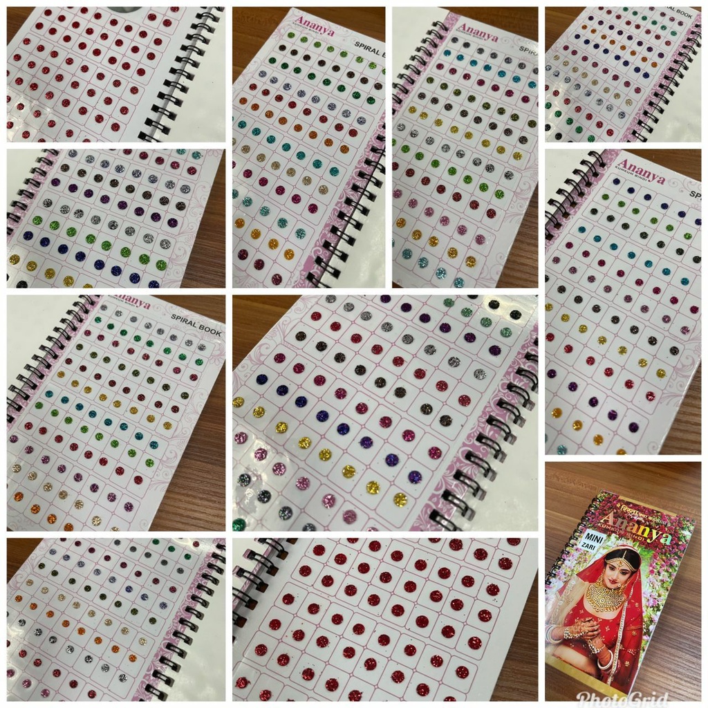 Bindi/ Pottu/ Sticker Pottu Booklet - Ananya- zari work bindi - 960 ...