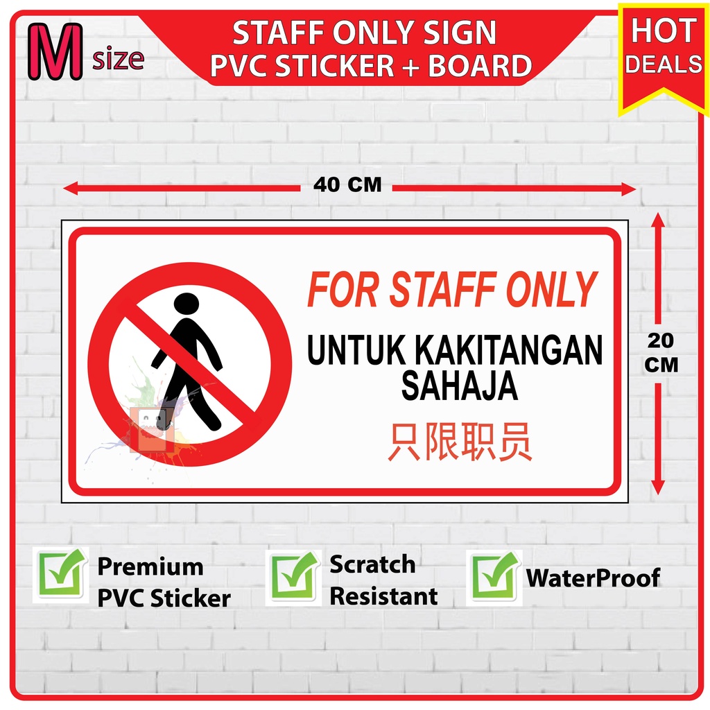 Staff Only, Pekerja Sahaja PVC Sign Sticker + Board | Shopee Malaysia