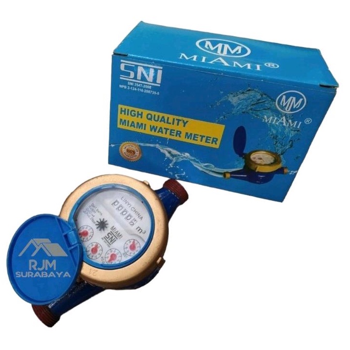 Original MIAMI CHETI Water Meter Iron Body Brass Nepel 1/2 Inch SNI ...