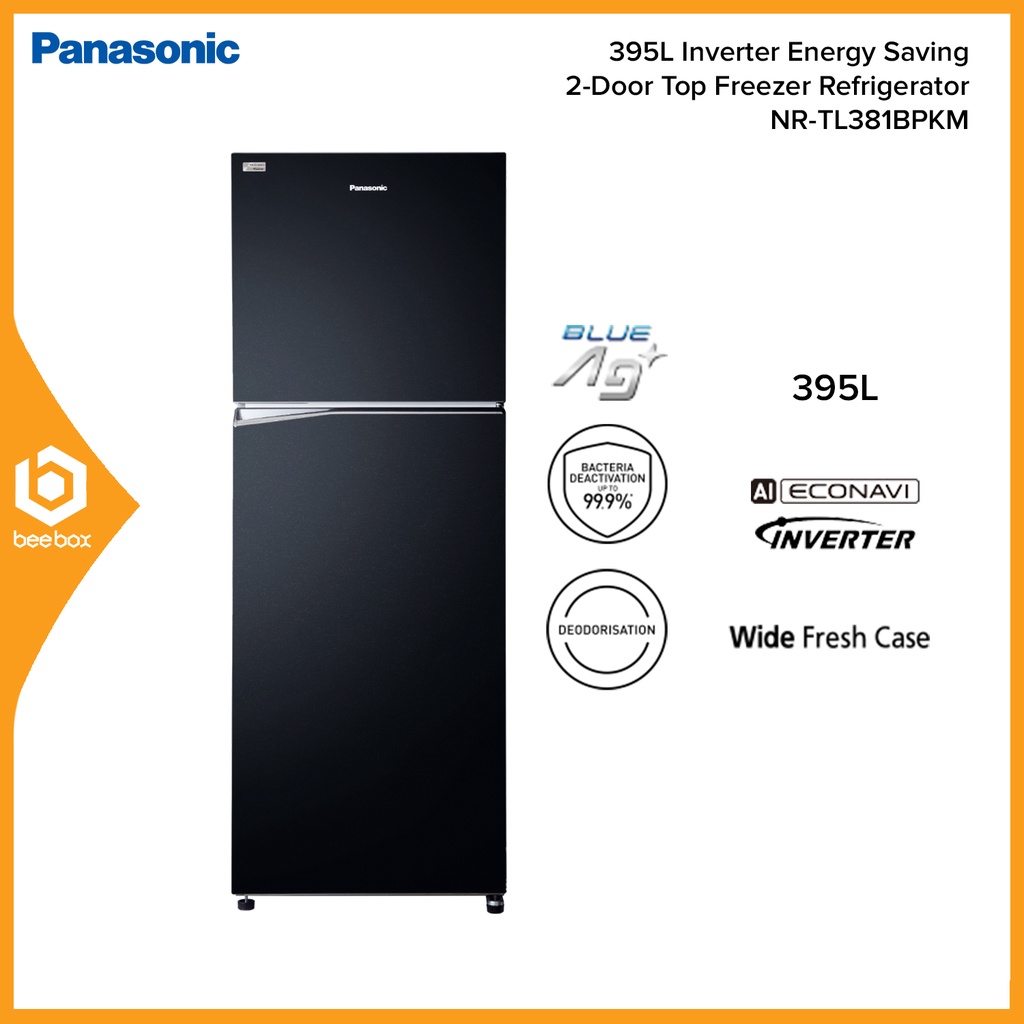 Panasonic NR-TL381BPKM 395L Inverter Energy Saving 2-Door Top Freezer Refrigerator - NRTL381BPKM ...